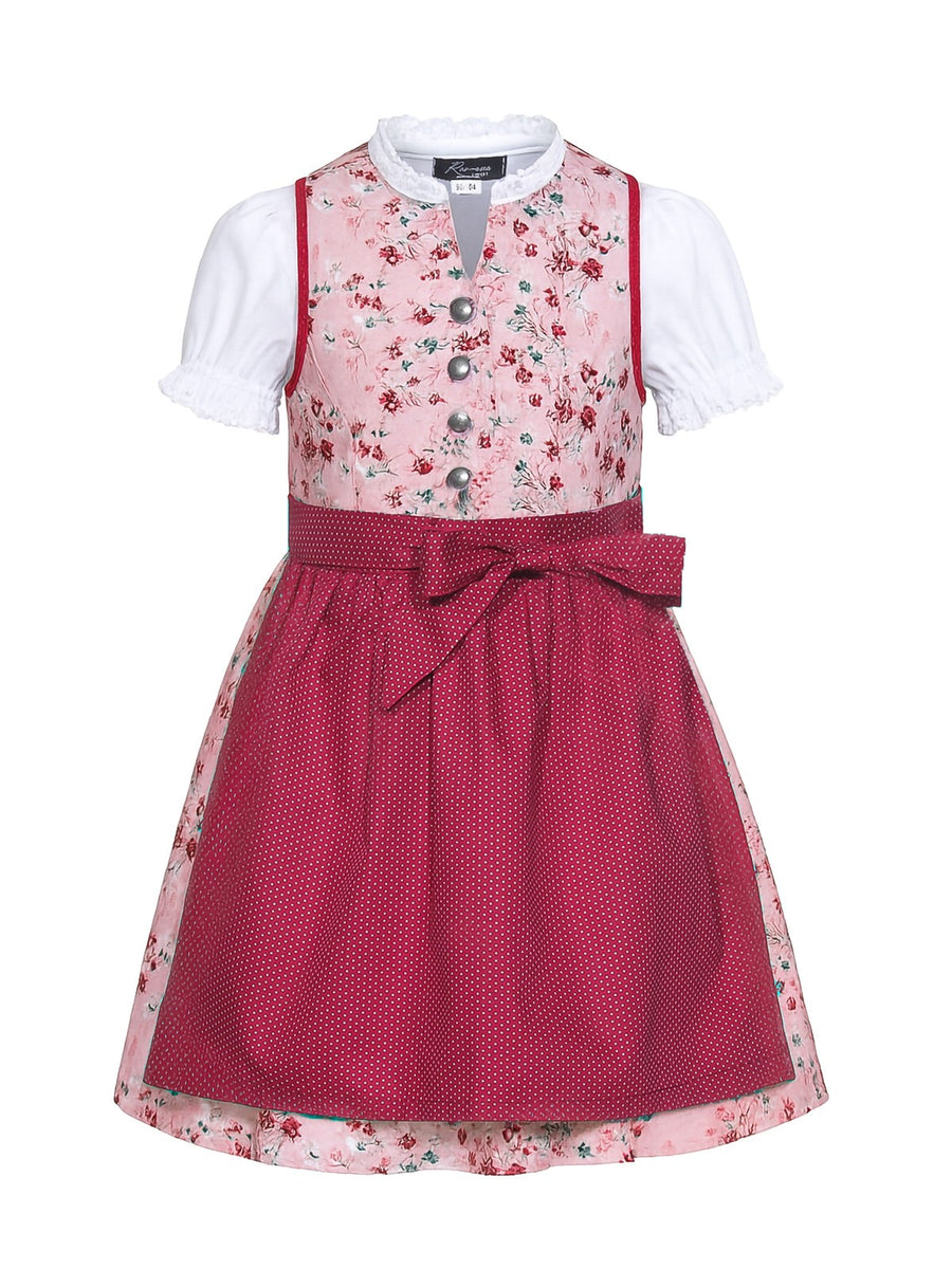Kinderdirndl Kiki 3-teilig (Kleid, Schürze, Bluse) – Rosa mit ...