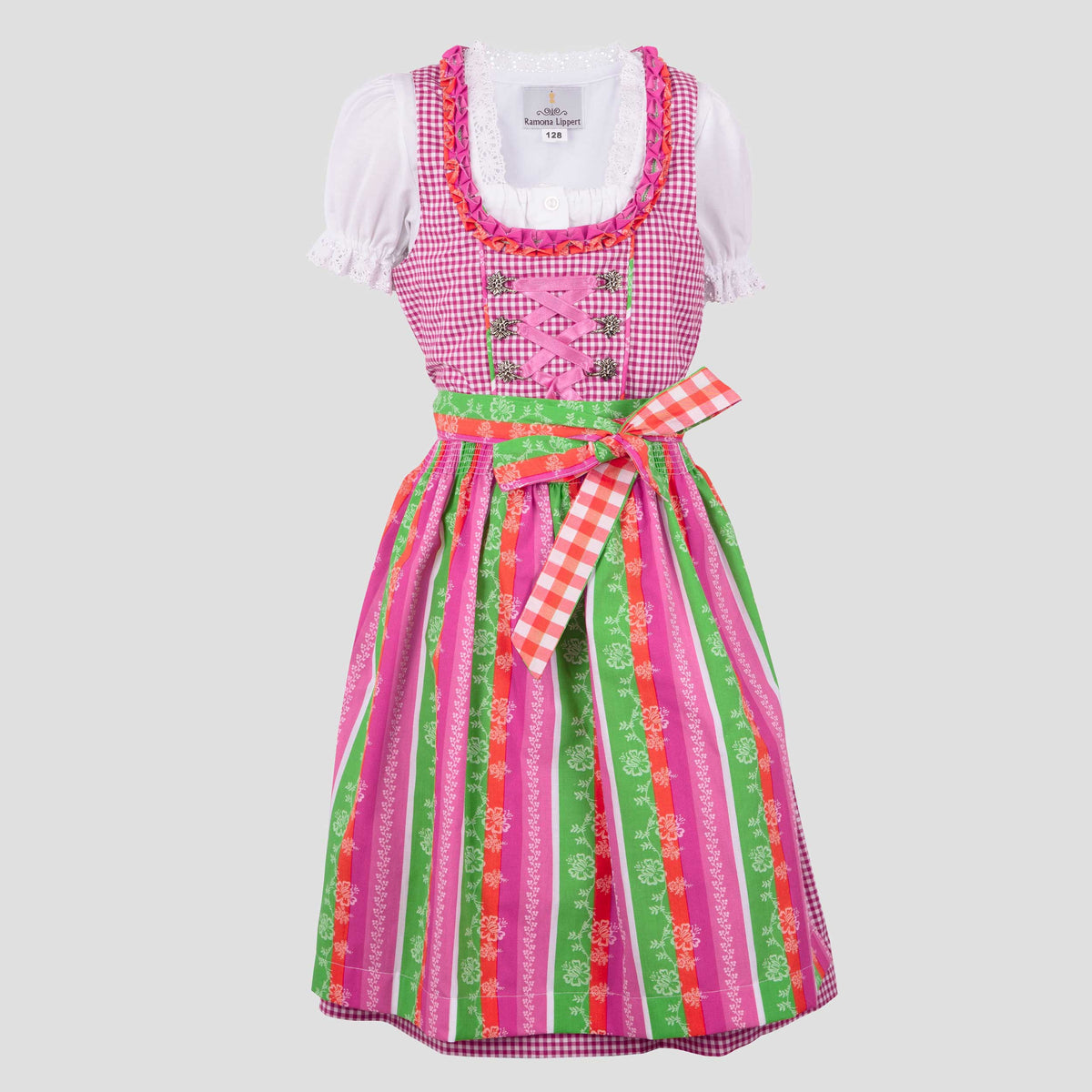 Kinderdirndl Lina – Pink kariert mit Schürze & Bluse – Lapeya by Ramona ...