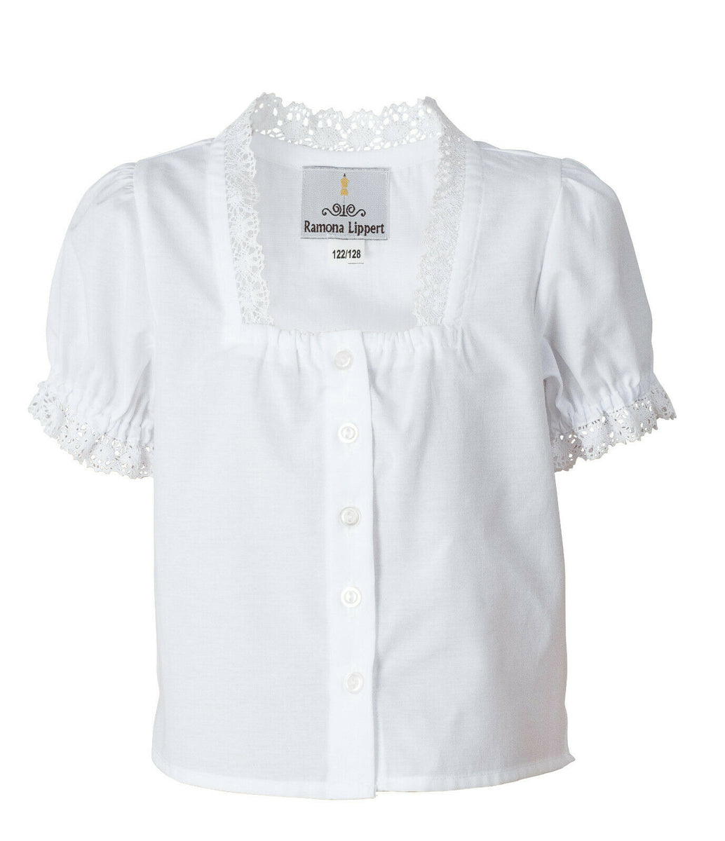 Trachtenbluse Lara weiße Bluse Dirndl für Mädchen – Lapeya by Ramona ...